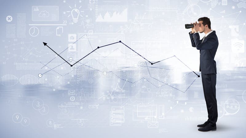 Man Looking Forward To Increase Graph Concept Stock Illustration ...