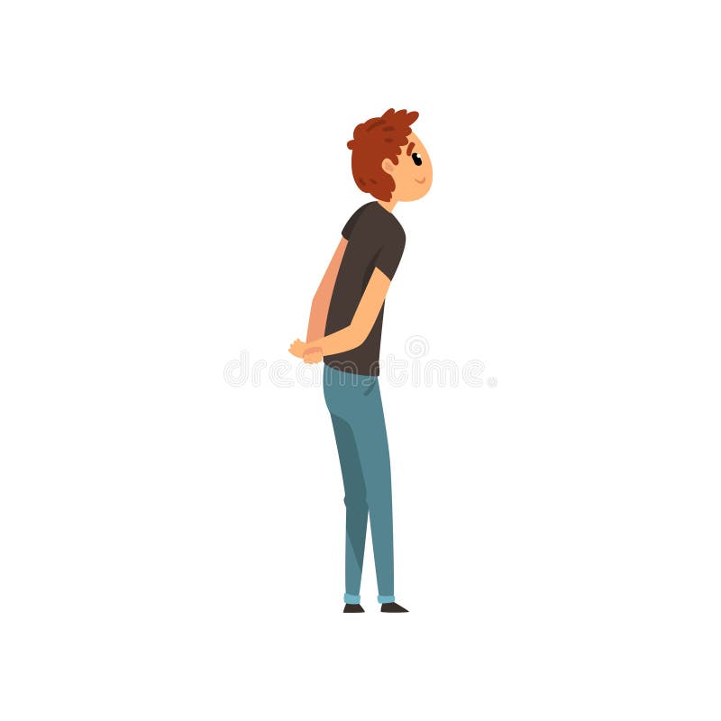 Boy Looking Forward To Something, Side View Vector Illustration on a ...