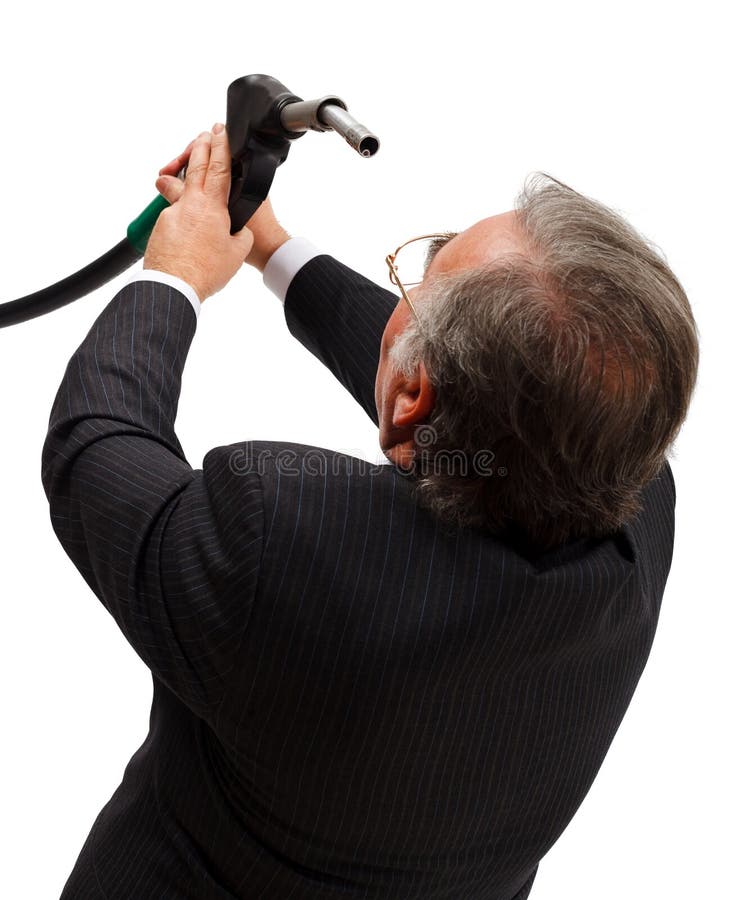 Man Looking into Gas Nozzle Stock Image - Image of watching, metaphoric ...