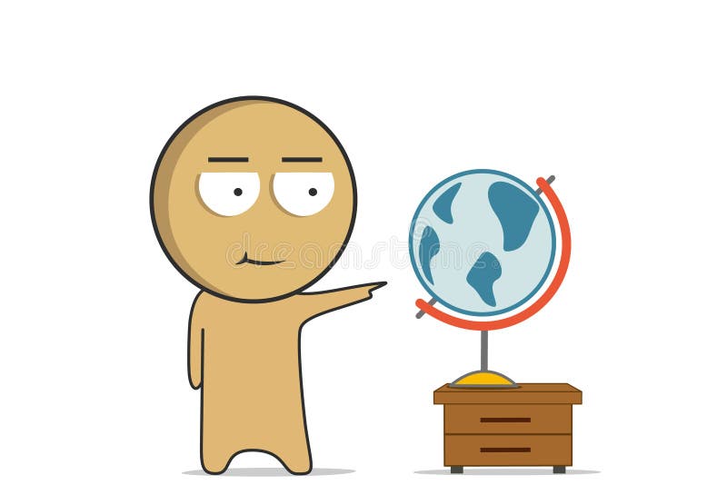 Man Looking at the Globe. Man Study in Institute. Stock Vector ...