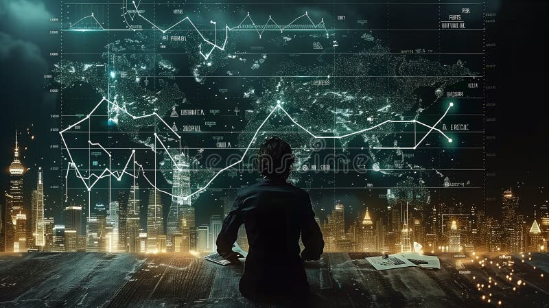 Man Looking Graph. Thinking and Planning Stock Illustration ...