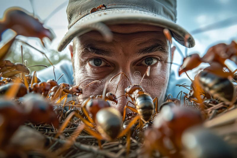 Man is Looking at a Group of Ants Stock Photo - Image of wildlife, wild ...