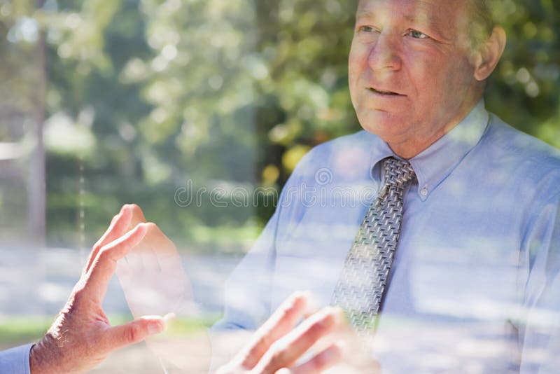 Man Looking at His Reflection Stock Image - Image of process, intensity ...