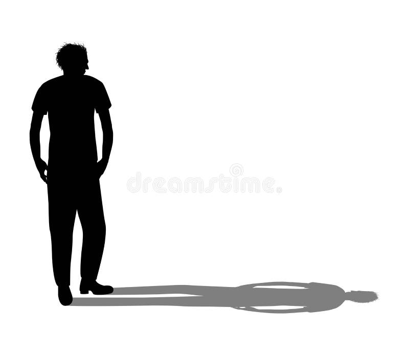 Man looking at his shadow stock vector. Illustration of looking - 87205761