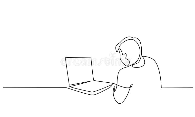One Line Drawing Man Computer Stock Illustrations – 1,393 One Line ...