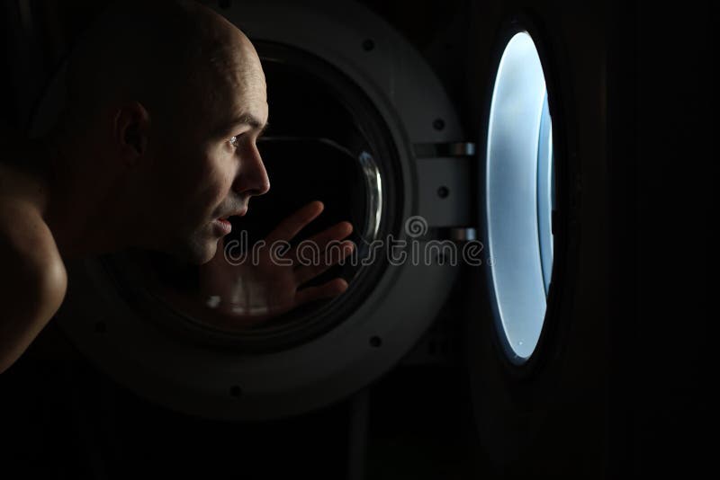 Man Looking Inside Washing Machine Stock Image - Image of science ...