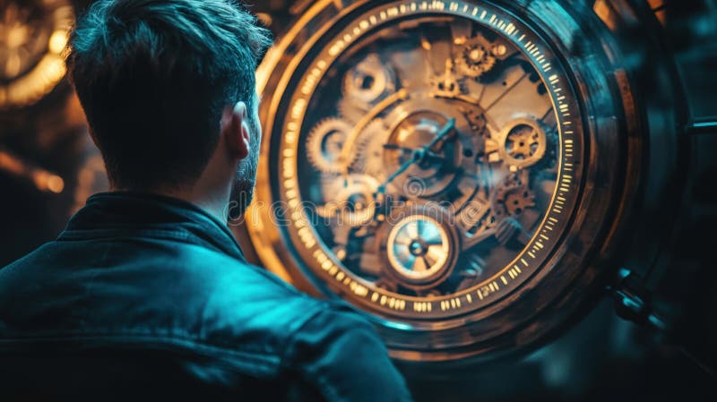 Mechanical Clock with an Alarm Clock on the Table in the Interior. Loft ...