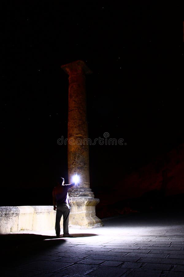 Man Looking with Light To Monument Stock Photo - Image of history ...