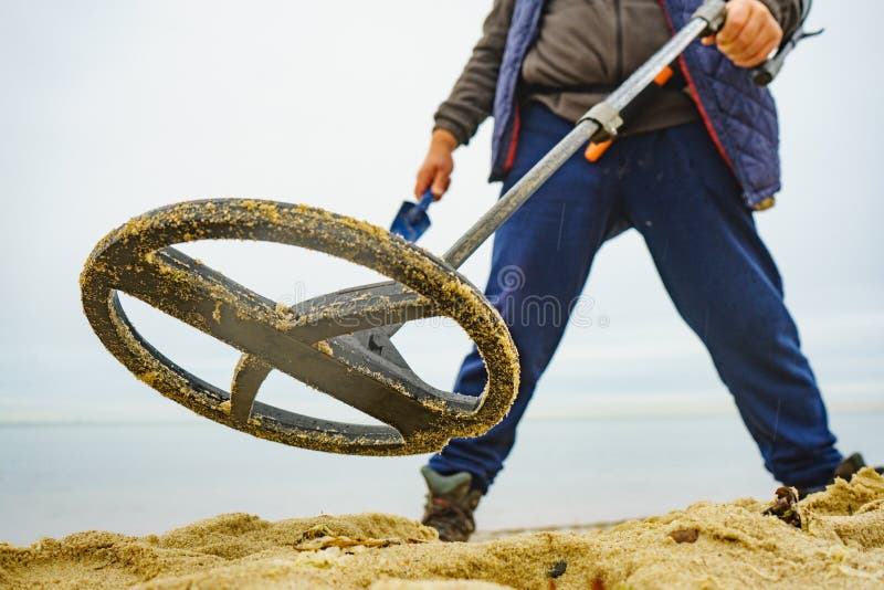 Man with Metal Detector on Sea Beach Stock Image - Image of activity ...