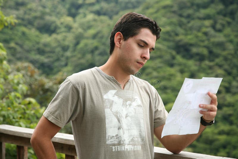 Man looking at the map stock image. Image of entrepreneur - 1506361