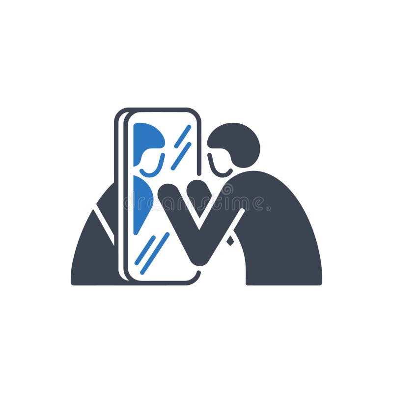 Man looking in mirror icon stock vector. Illustration of observation ...