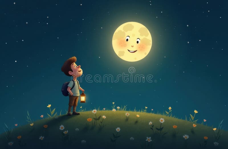 Man Looking the Moon at 23-12-2024 Stock Illustration - Illustration of ...