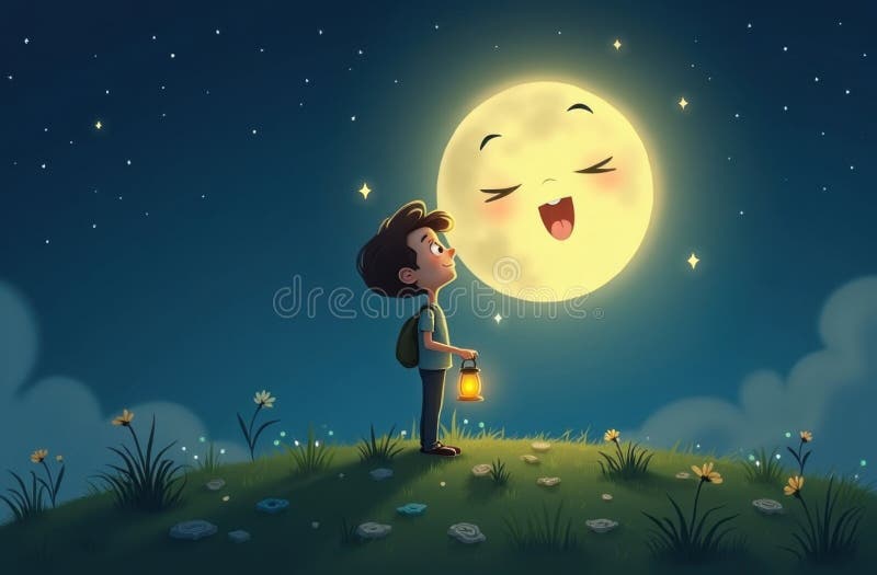 Man Looking the Moon at 23-12-2024 Stock Illustration - Illustration of ...