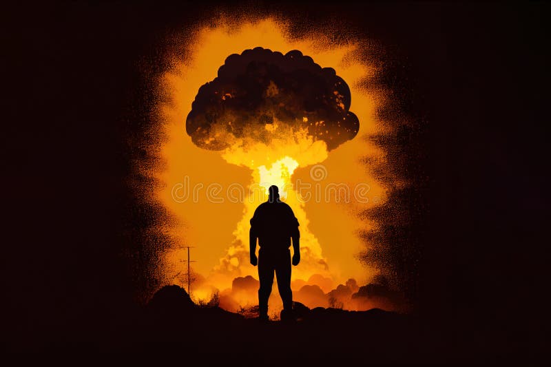 Boy Looking at the Explosion, Cartoon Image. Stock Illustration ...