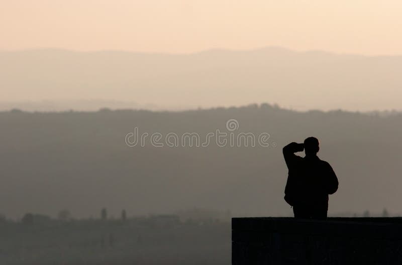 Man Looking Out Over Landscape Stock Image - Image of italy, landscape ...