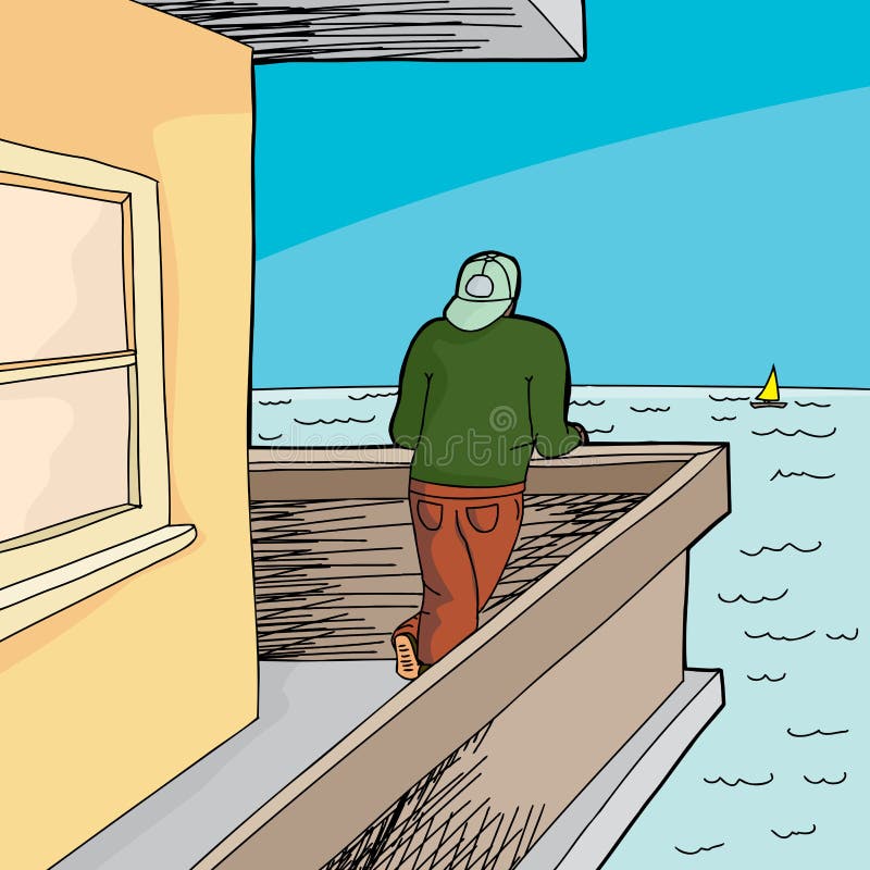 Man Leaning Railing Stock Illustrations – 16 Man Leaning Railing Stock ...