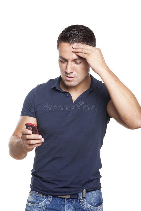 Man looking at the phone stock photo. Image of disappointment - 18544192
