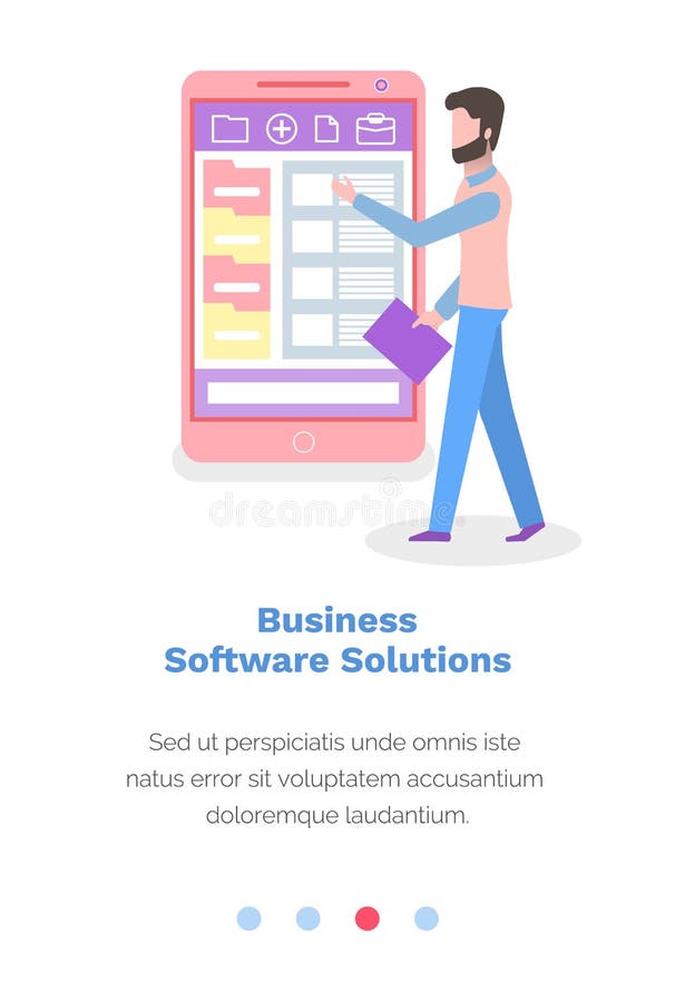 Man Looking at the Phone Screen Vector Illustration. Website with ...