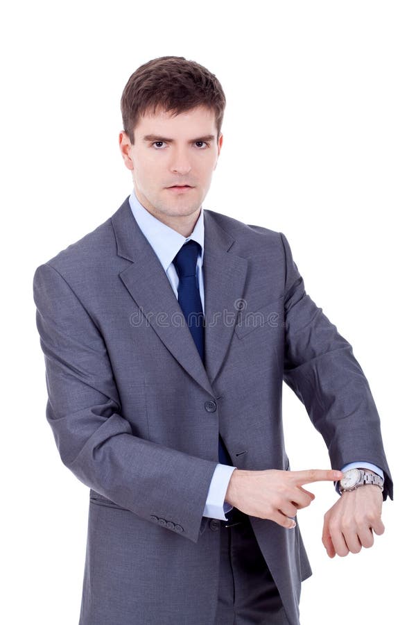 Looking and Pointing at His Watch Stock Image - Image of pointing ...