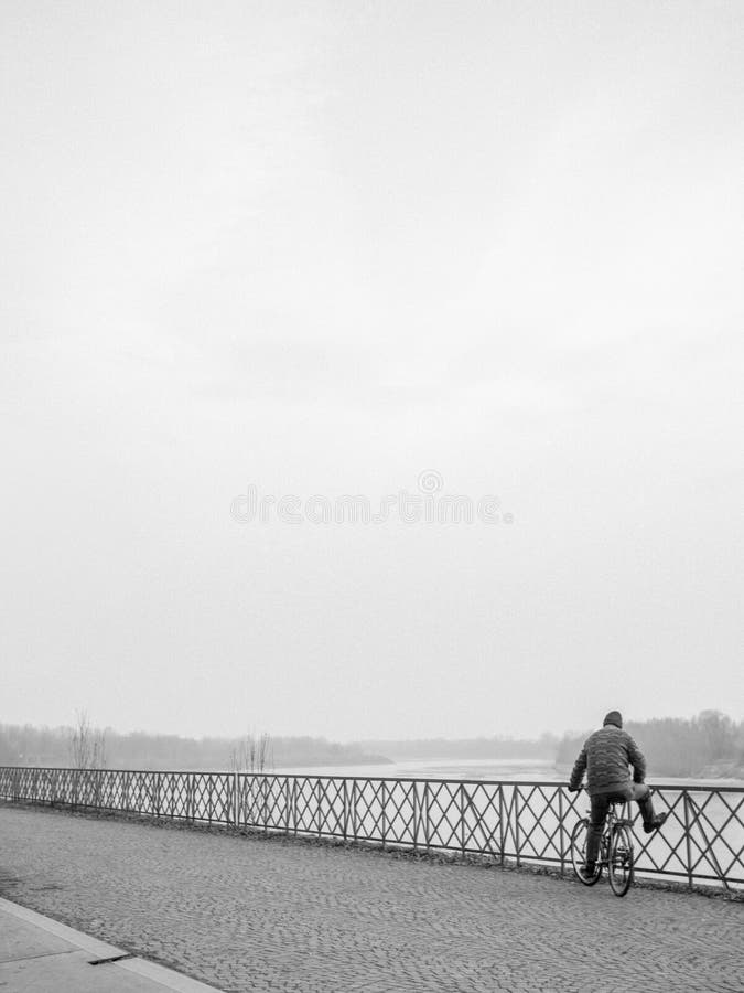 Man Looking at the Sea in a Dull Morning in Winter Stock Image - Image ...