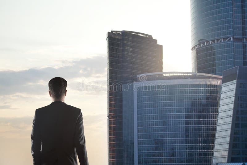 Man looking on skyscraper stock image. Image of businessman - 33873289