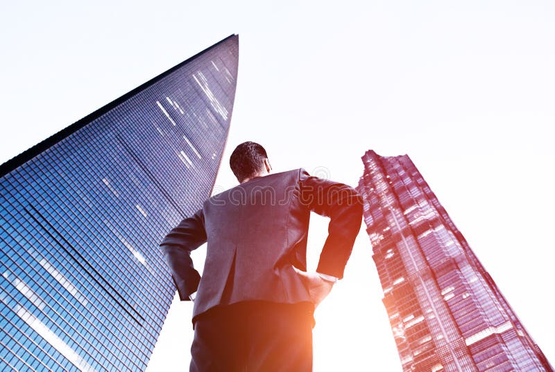 Man looking on skyscraper stock image. Image of businessman - 33873289
