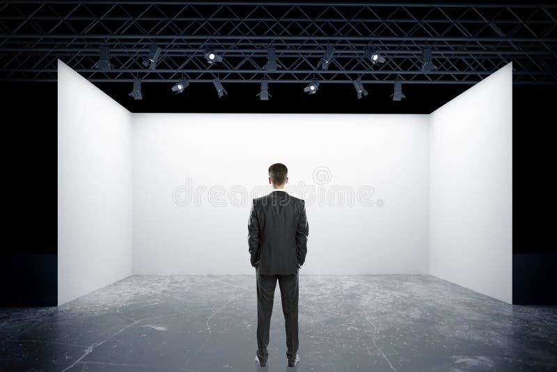 Man looking at stage stock illustration. Illustration of looking - 76537137