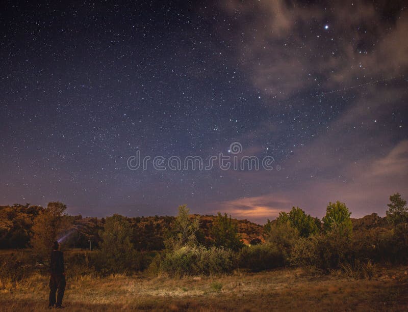 Man Looking at the Stars at Lake Watson Campground Editorial Stock ...