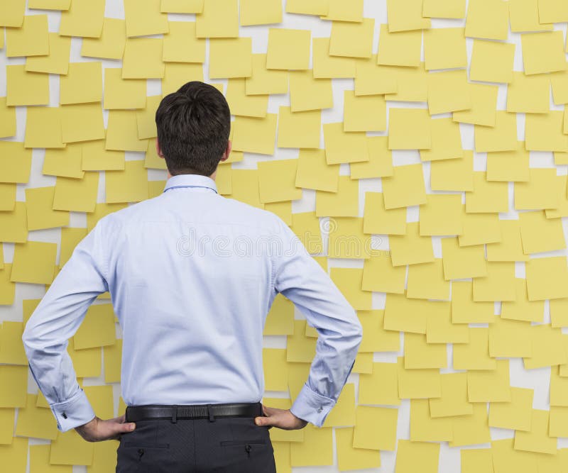 Man looking on sticker stock image. Image of bulletin - 50006787