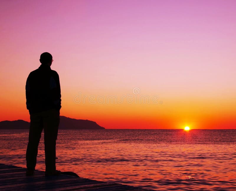 Man looking on sunset stock photo. Image of holidays, motivation - 1845790