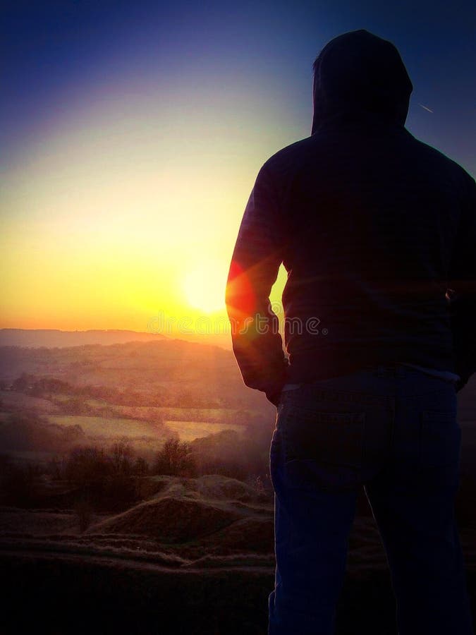 Man looking at sunset stock photo. Image of looking, sunset - 81328990