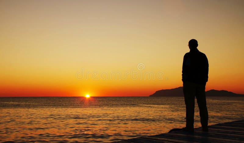 Man looking on sunset stock photo. Image of holidays, motivation - 1845790