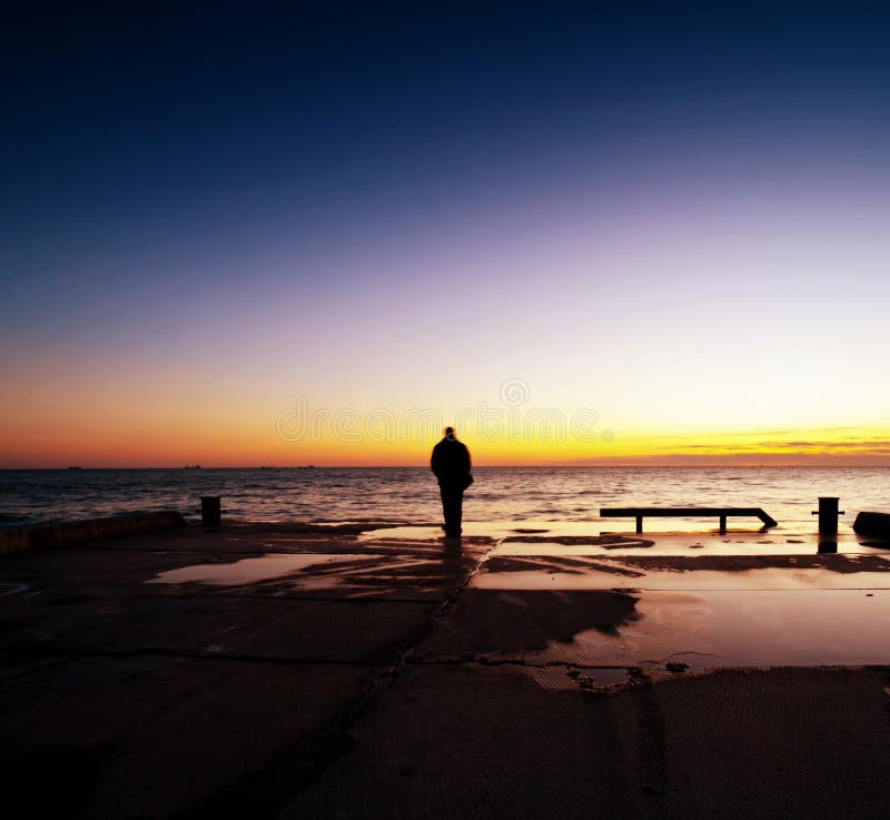 Man looking the sunset stock photo. Image of natural - 49515800