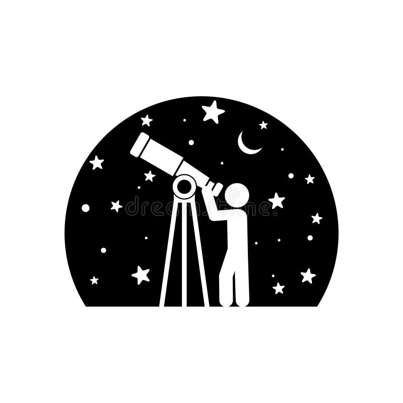Astronomer Looking through Telescope. Man Looking through Huge ...