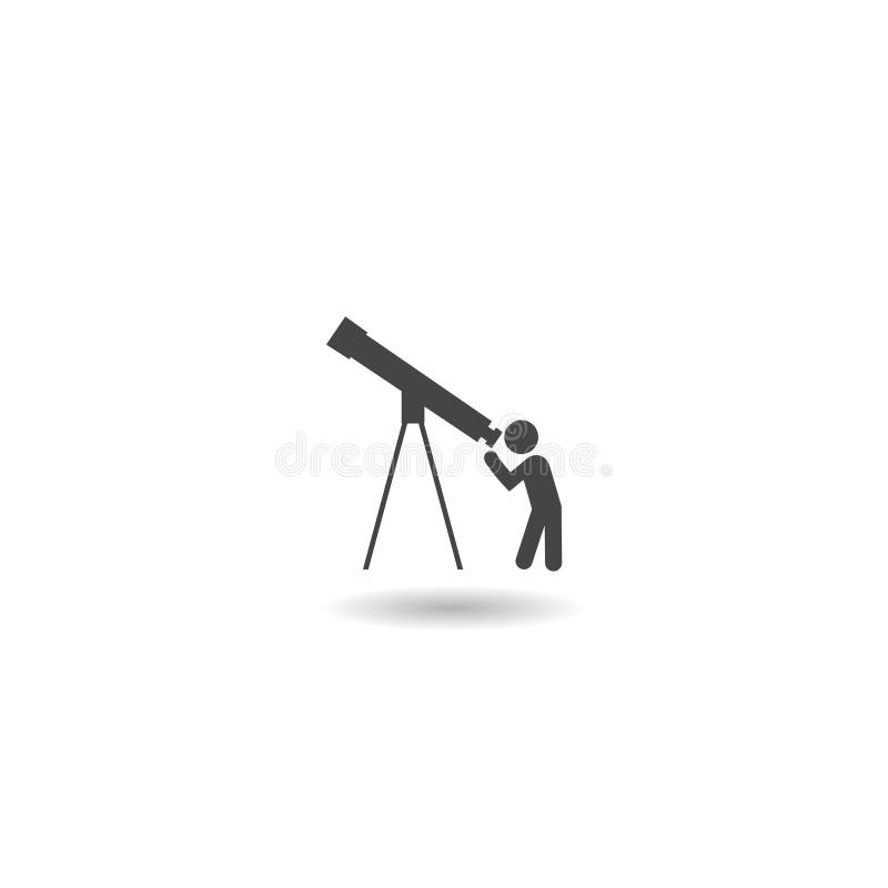 Man Looking through Telescope Icon with Shadow Stock Vector ...