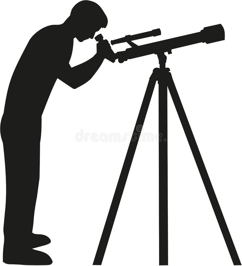 Man looking in telescope stock vector. Illustration of education ...