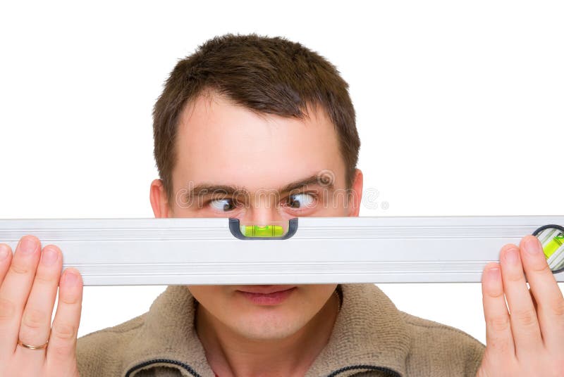 Man looking to level stock photo. Image of home, color - 12718036