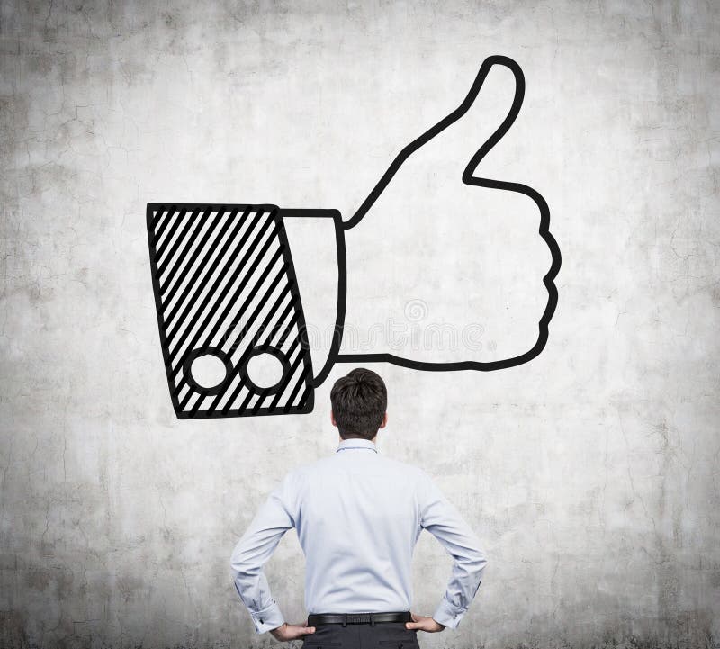 Man looking to like symbol stock image. Image of like - 48874557