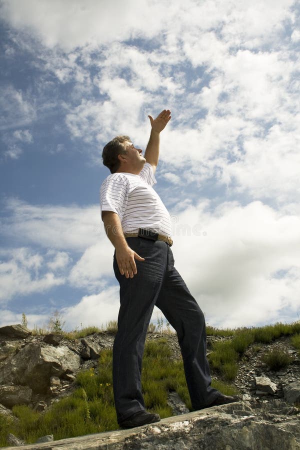 Man Looking Up into the Sun. Stock Photo - Image of people, imagine ...