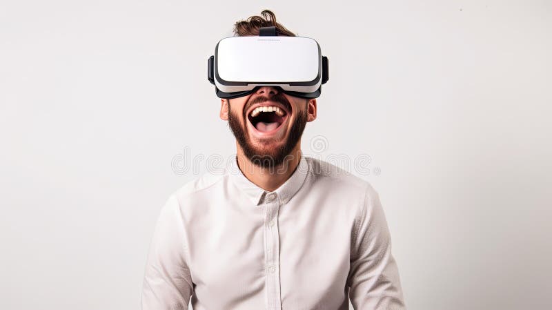 Man Looking with Virtual Reality( VR) Technology Stock Illustration ...