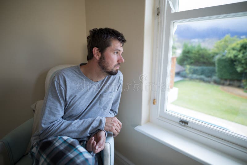 Man Looking through the Window Stock Photo - Image of chair, casual ...