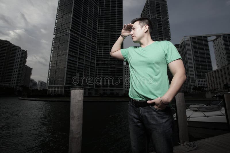 Man on the lookout stock photo. Image of handsome, male - 13236880