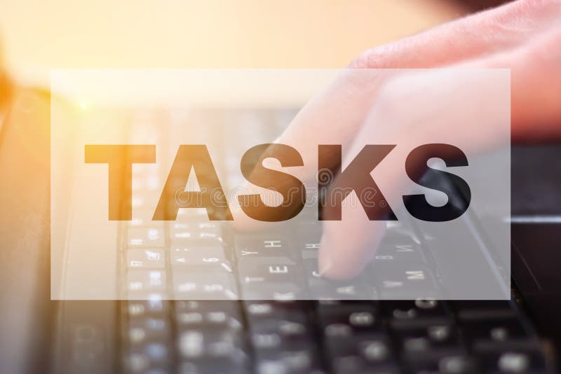 Man Looks at the Computer TASKS for the Coming Day Stock Photo - Image ...