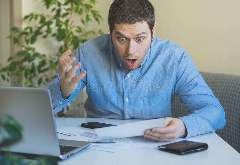 Man Calculating His Bills Unhappy Stock Photos - Free & Royalty-Free ...