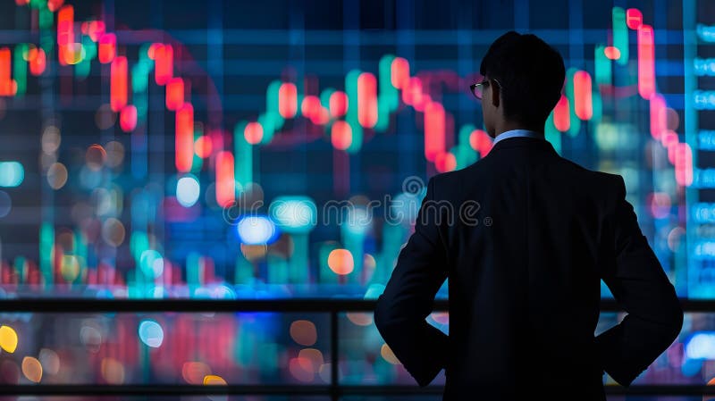 Man Looks at Stock Market Charts Stock Photo - Image of generated ...