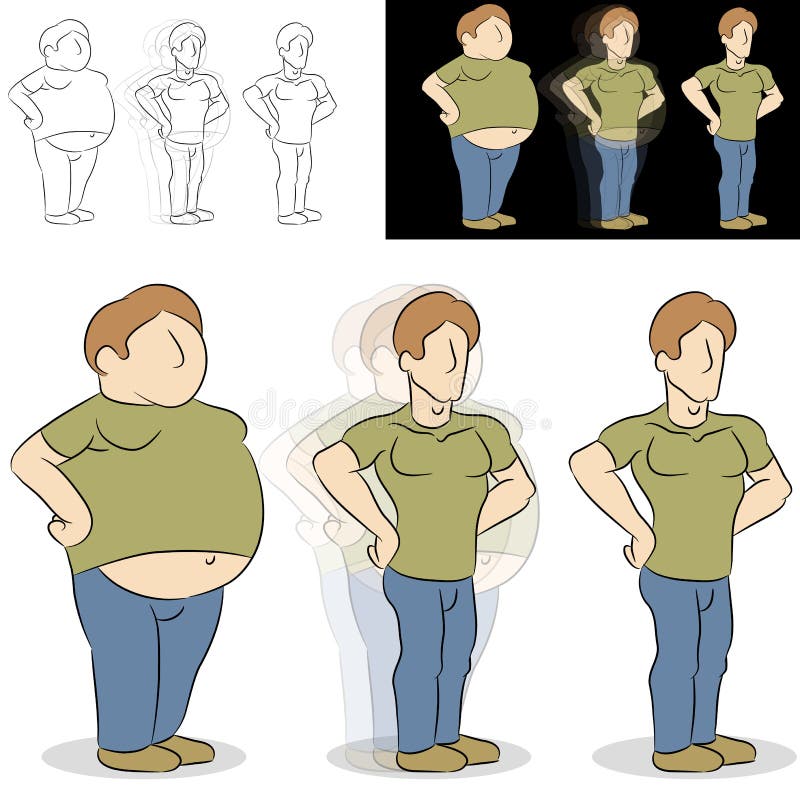 Man Losing Weight Transformation Stock Vector - Illustration of ...