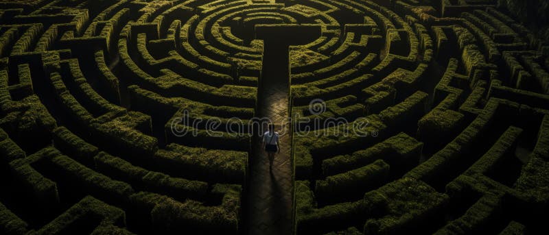 Man Lost in a Complex Maze, Surreal Concept Stock Image - Image of ...