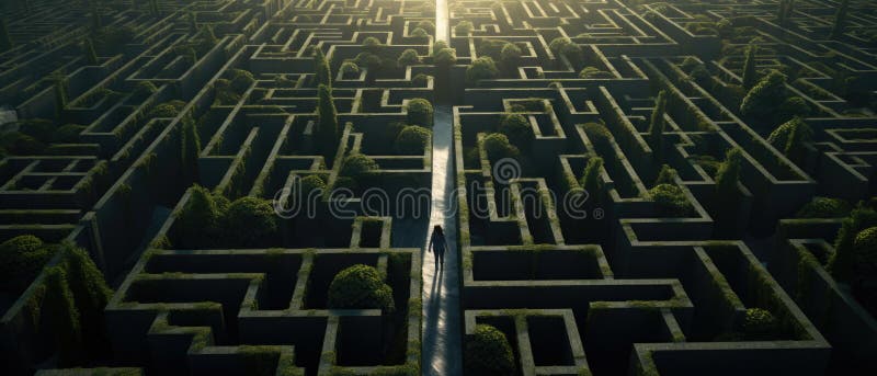 Man Lost in a Complex Maze, Surreal Concept Stock Image - Image of ...