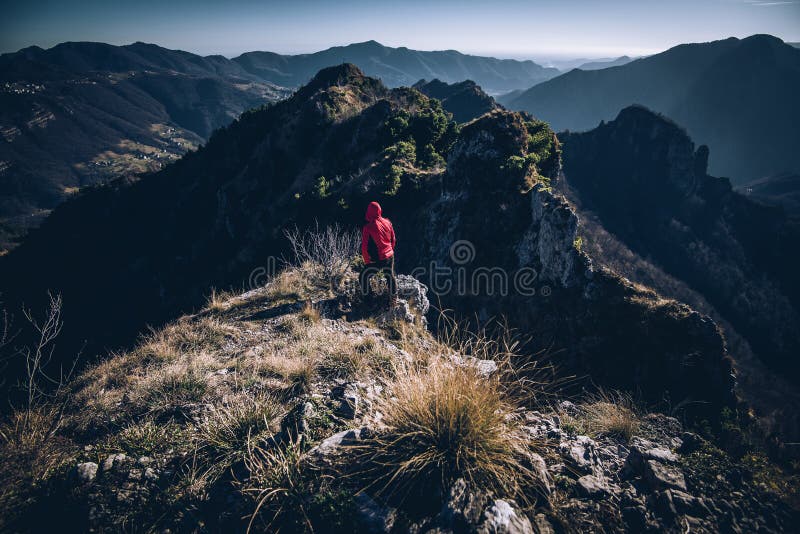 Man lost in the landscape stock image. Image of trekking - 165115457