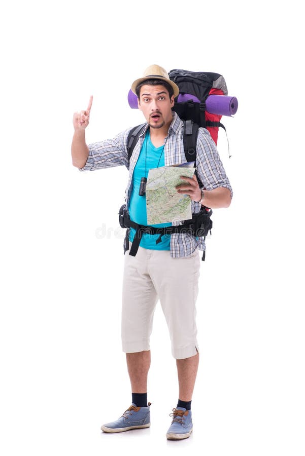 The Man Lost and Looking for Direction with Map on White Stock Image ...
